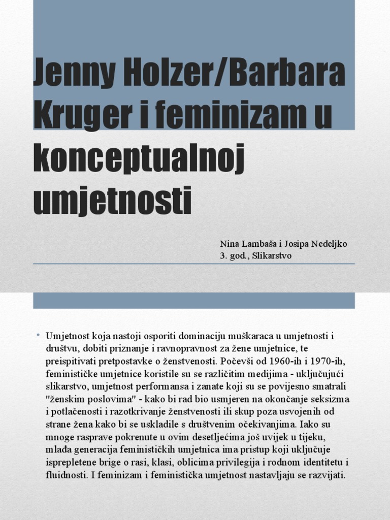 Jenny H. and Barbara K. Feminizam U Konceptualnoj Umjetnosti | PDF