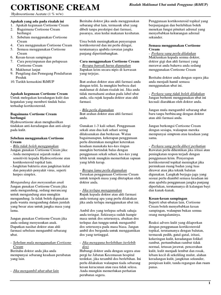Cortisone Cream Hydrocortisone Acetate DYNAPHARM M SDN. BHD. 16jul2018 ...