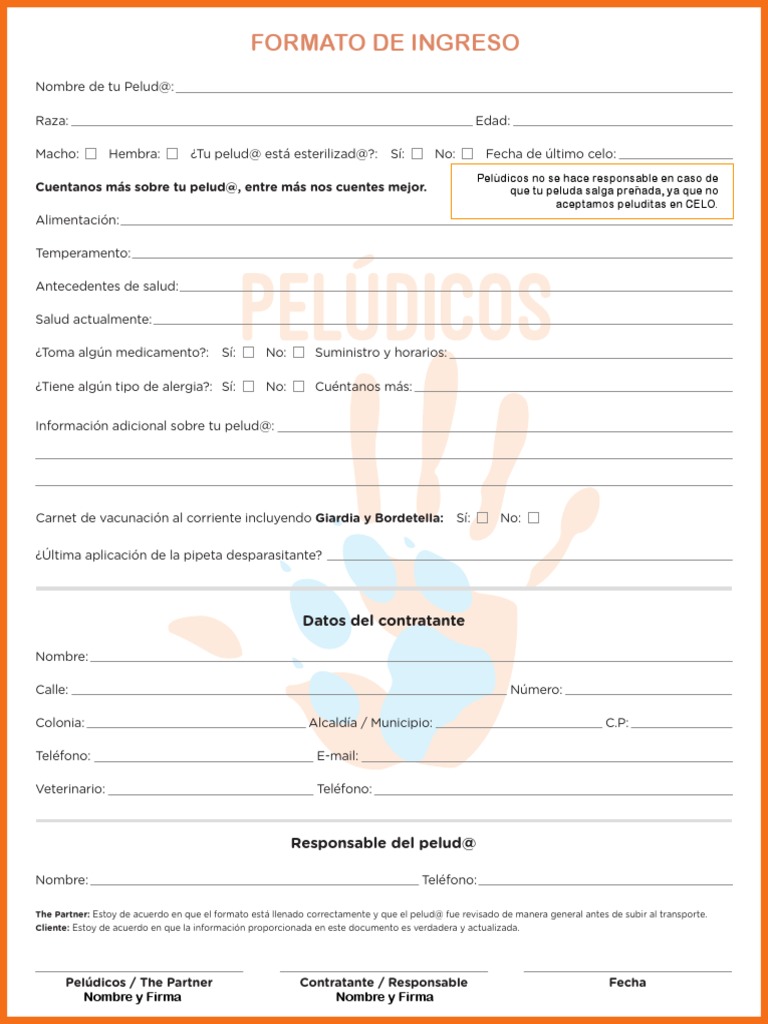 Formato de Ingreso | PDF | Mascota | Cuidado de la salud