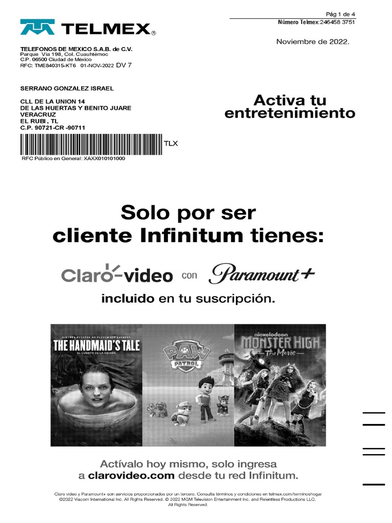 Recibo Teléfono Nov | PDF