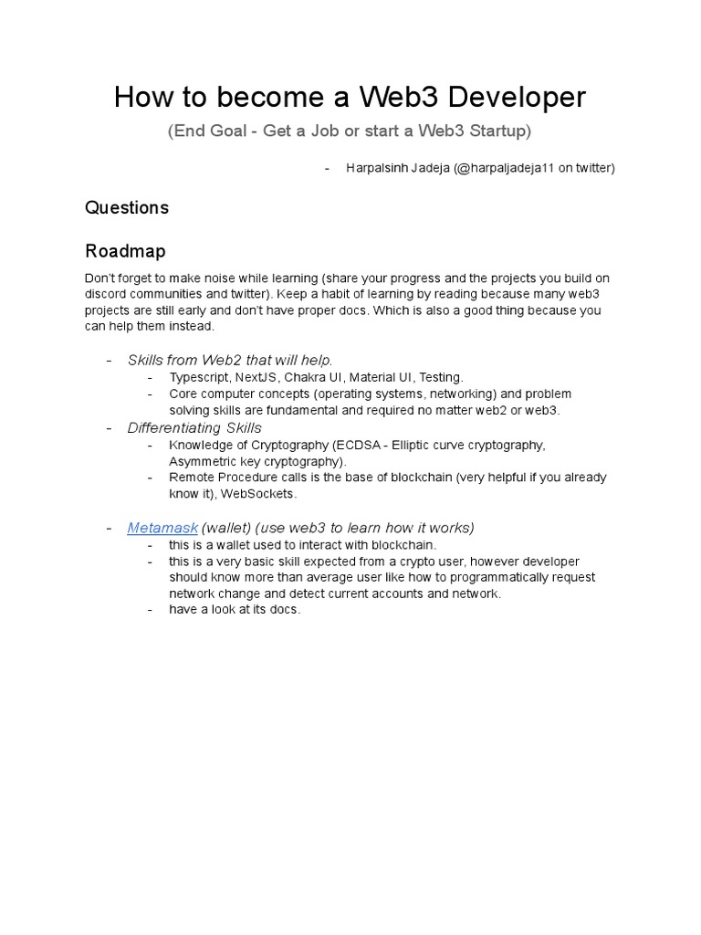 How To Become A Web3 Developer With Resources. | PDF | Computing | Computer Security
