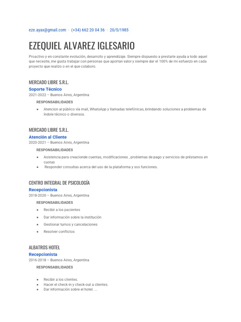 CV Ezequiel Alvarez | PDF
