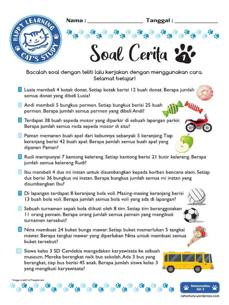 LK Mat SD 3 11-Soal Cerita 2 | PDF