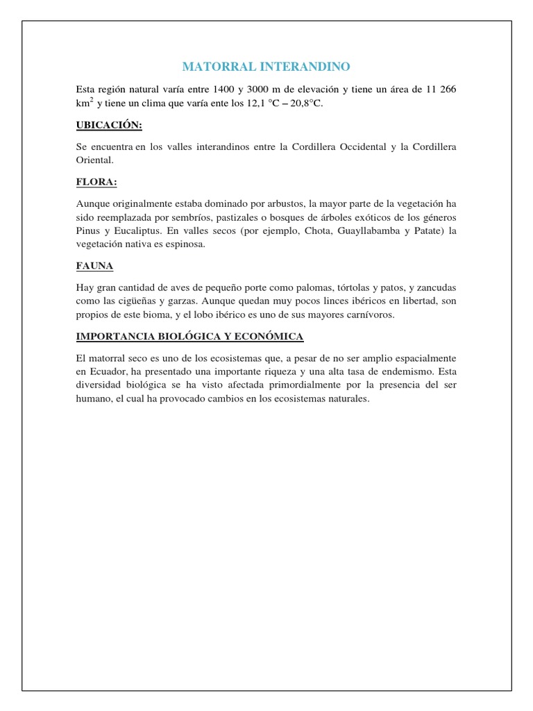 Matorral Interandino | PDF