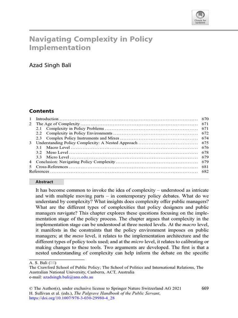 Navigating Complexity in Policy Implementation | PDF | Policy | Insurance
