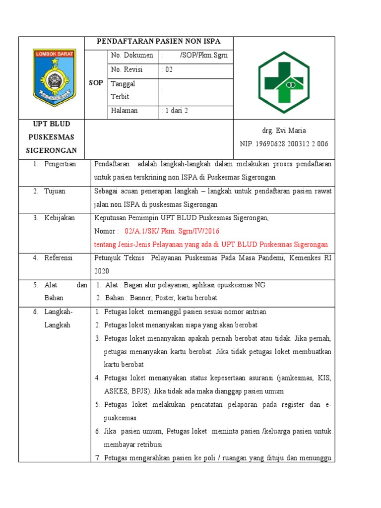 SOP PENDAFTARAN Non Ispa | PDF