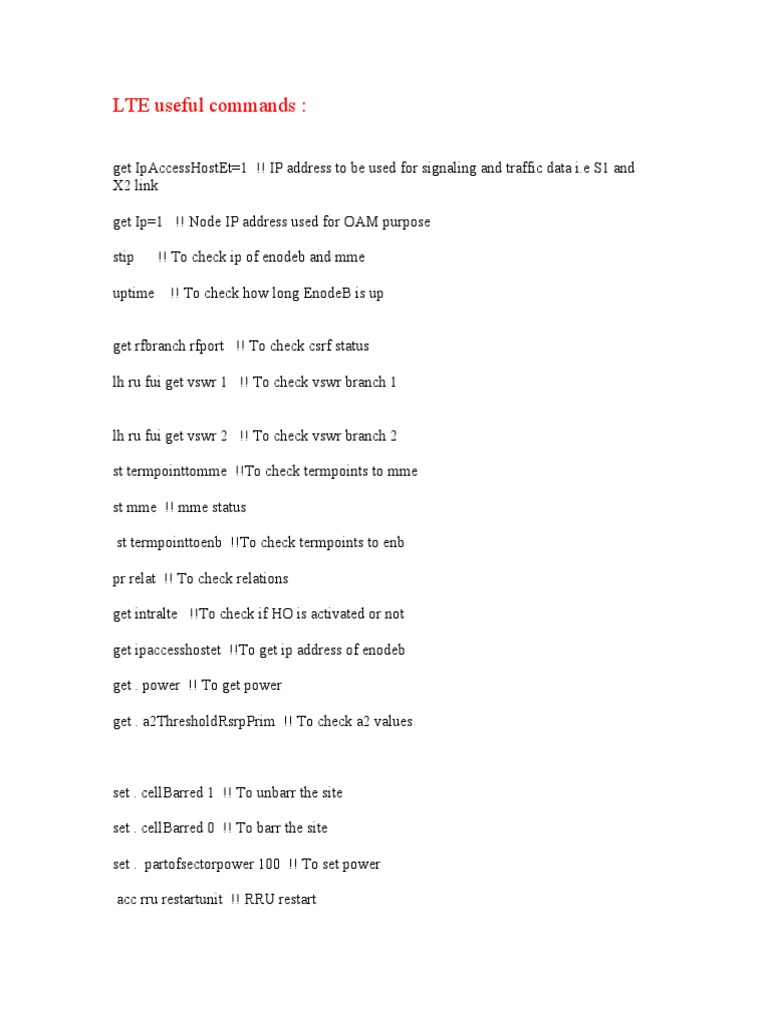 Enodeb Moshell Command | PDF