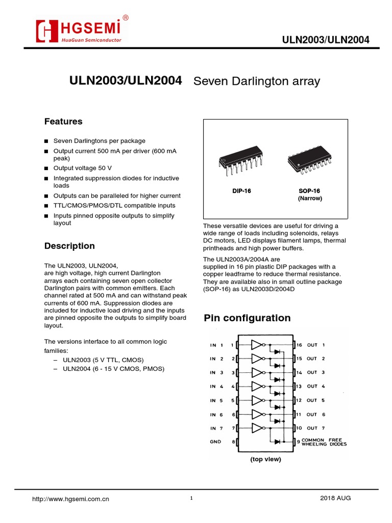 Hgsemi-Uln2004n C565356 | PDF | Cmos | Computer Engineering