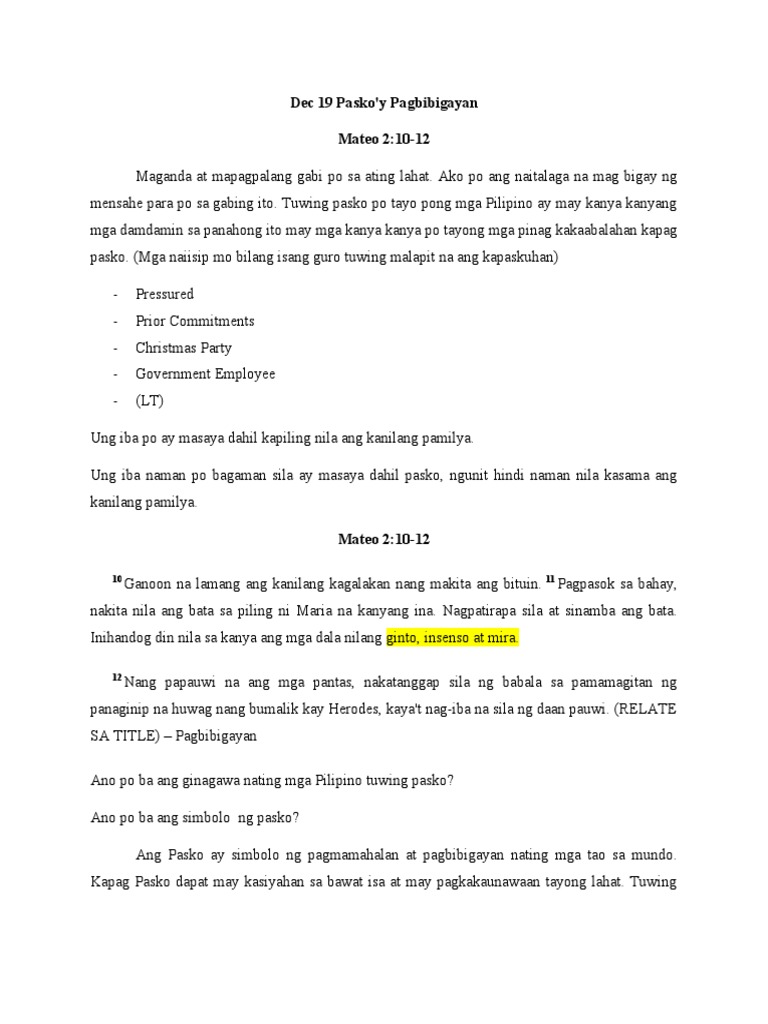 Dec 19, Densel Mensahe | PDF