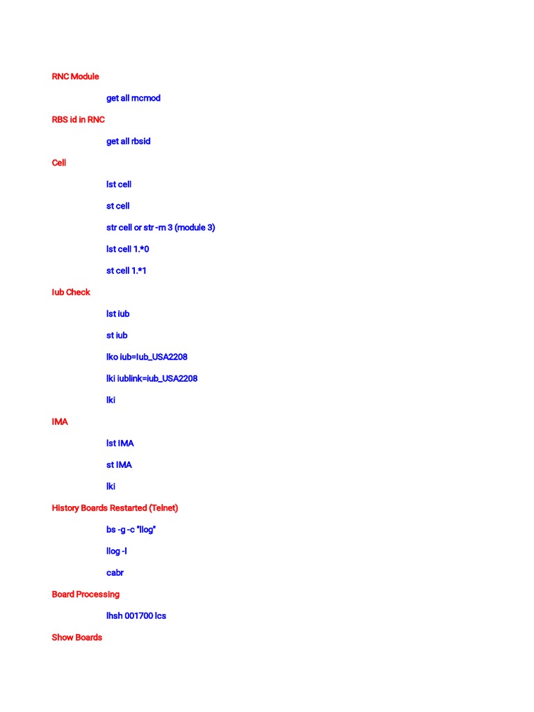 RNC Module Commands | PDF | Information Age | Data Transmission
