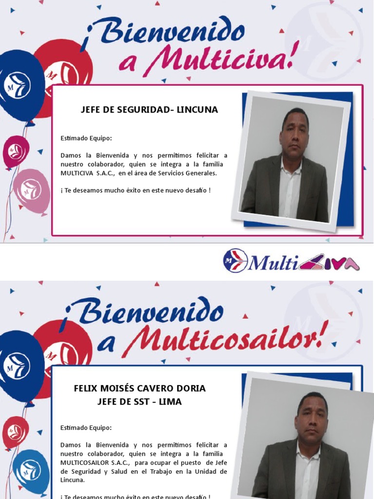 Bienvenida a nuevos colaboradores en Multicosailor | PDF | Crecimiento ...