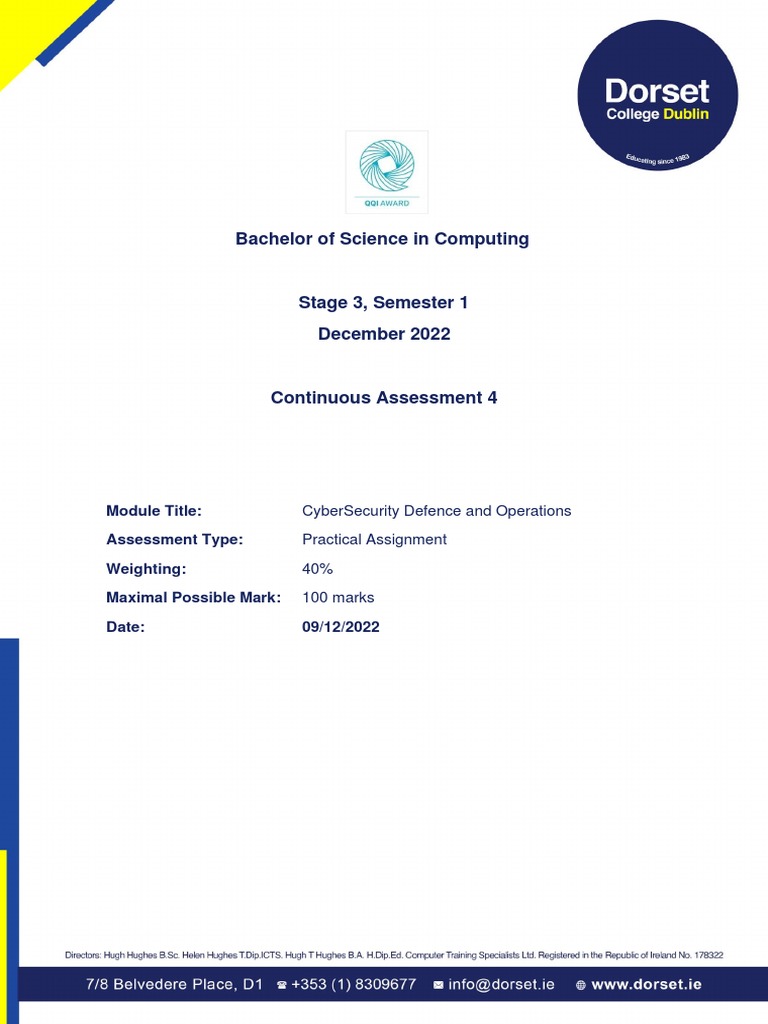 BSC30922 - CyberSecurity Defence and Operations - CA4 | PDF | Malware ...