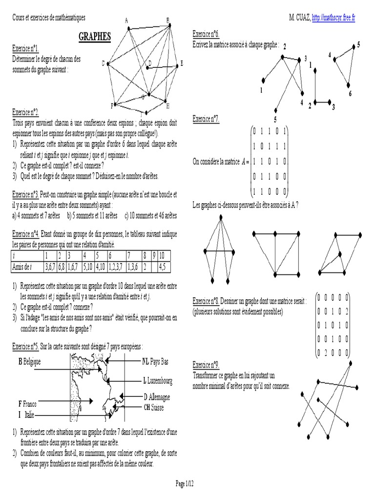 Exercices Corrigés Théorie de Graphe | PDF | Théorie des graphes | Relations mathématiques