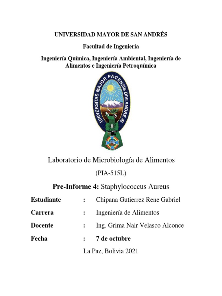 Pre Informe - Laboratorio 4 - Staphylococcus Aureus - Chipana Gutierrez ...