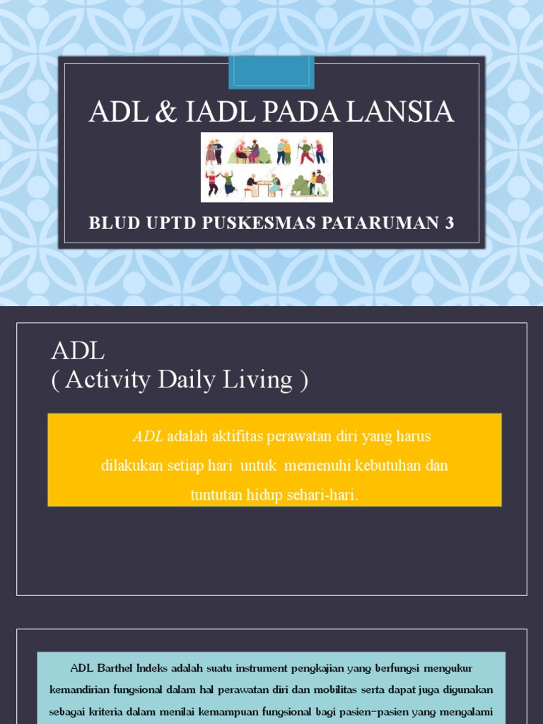 ADL dan IADL untuk Lansia | PDF