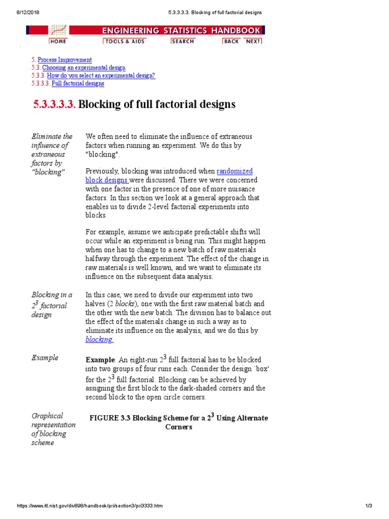 5 3 3 3 3 Blocking Of Full Factorial Designs Pdf Experiment Design Of Experiments