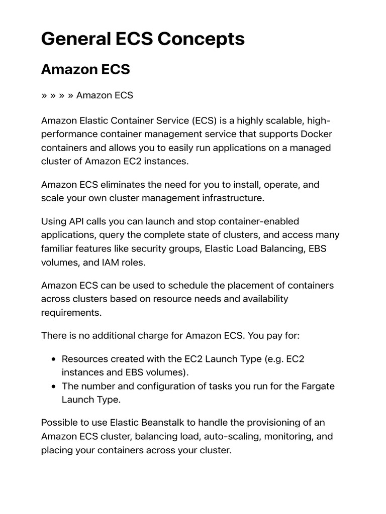 An Introduction to Key Concepts and Terminology of Amazon Elastic Container Service (ECS) | PDF ...