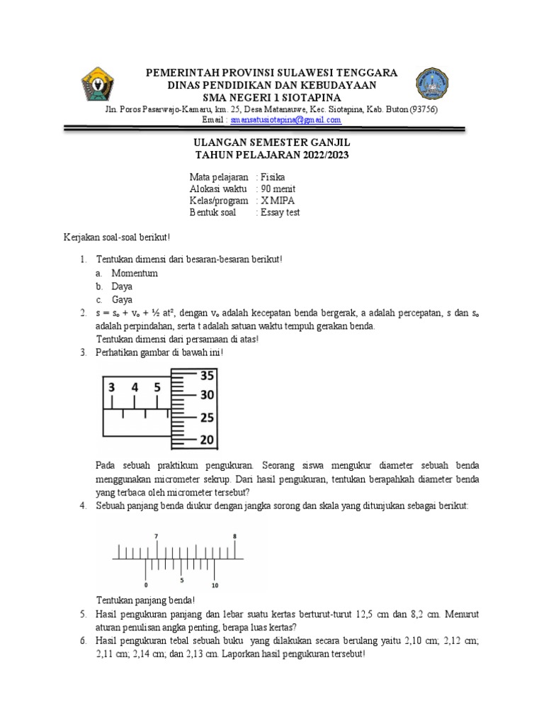 Soal UAS Fisika Kelas X | PDF | Metode & Bahan Ajar