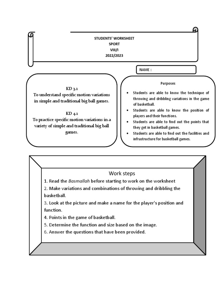 LKPD BOLA BASKET KELAS VIII Ok | PDF | Games Of Physical Skill ...