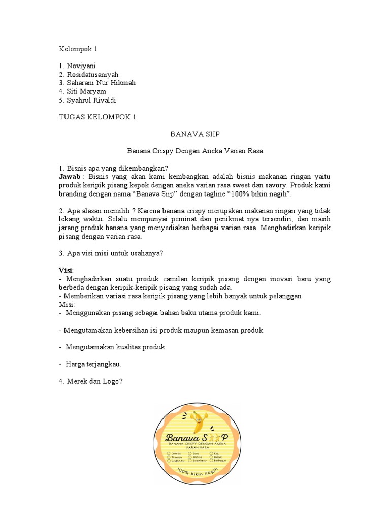 Keripik Pisang Varian Rasa Banava Siip | PDF | Memasak, Makanan, & Anggur
