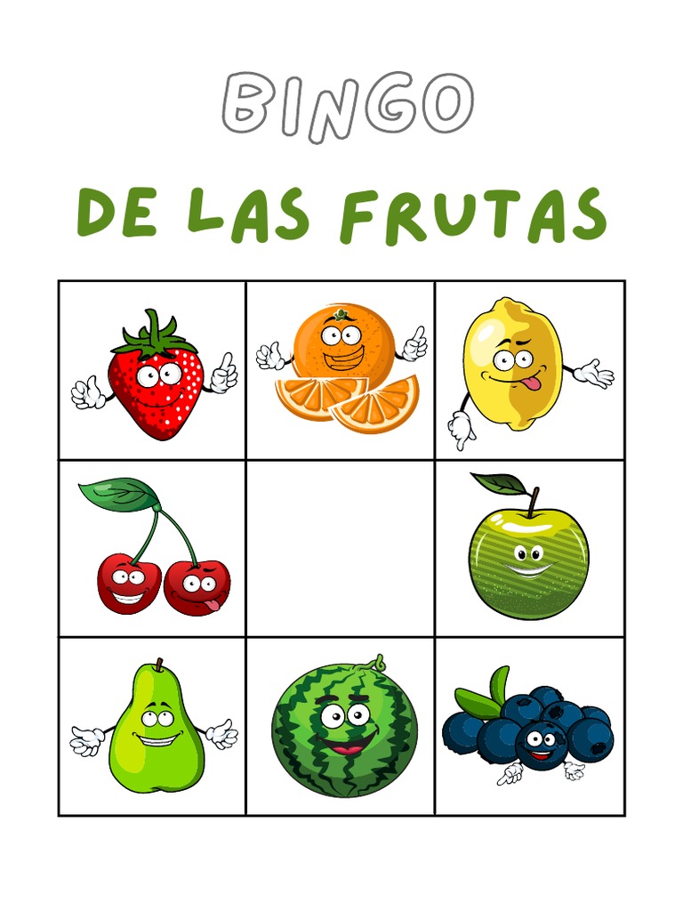 Fruit Bingo Printable 3x3 | PDF | Cocina, comidas y vino