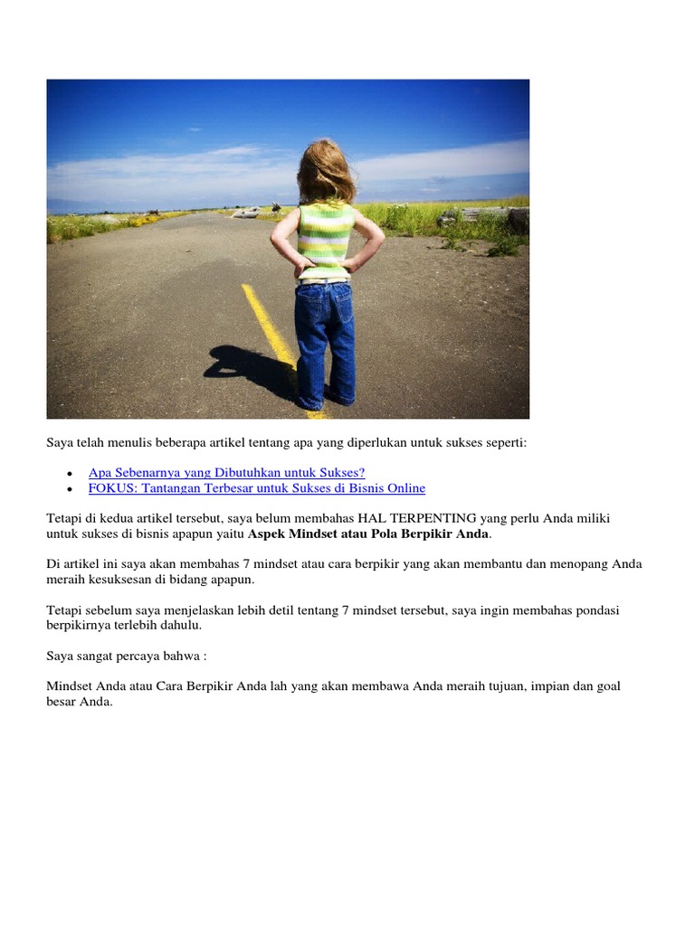 7 Mindset Kunci untuk Sukses Bisnis | PDF | Pengembangan Diri