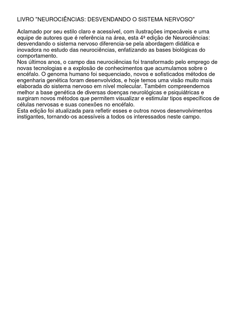 Livro _Neurociências_ Desvendando o Sistema Nervoso_ (1) | PDF Livro _Neurociências_ Desvendando o Sistema Nervoso_ (1) | PDF