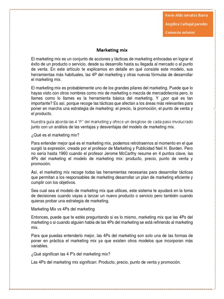 Marketing Mix Descargar Gratis Pdf Marketing Producto Negocio