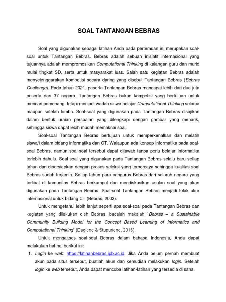 Soal Tantangan Bebras | PDF
