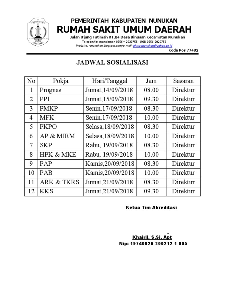 Jadwal Sosialisasi | PDF