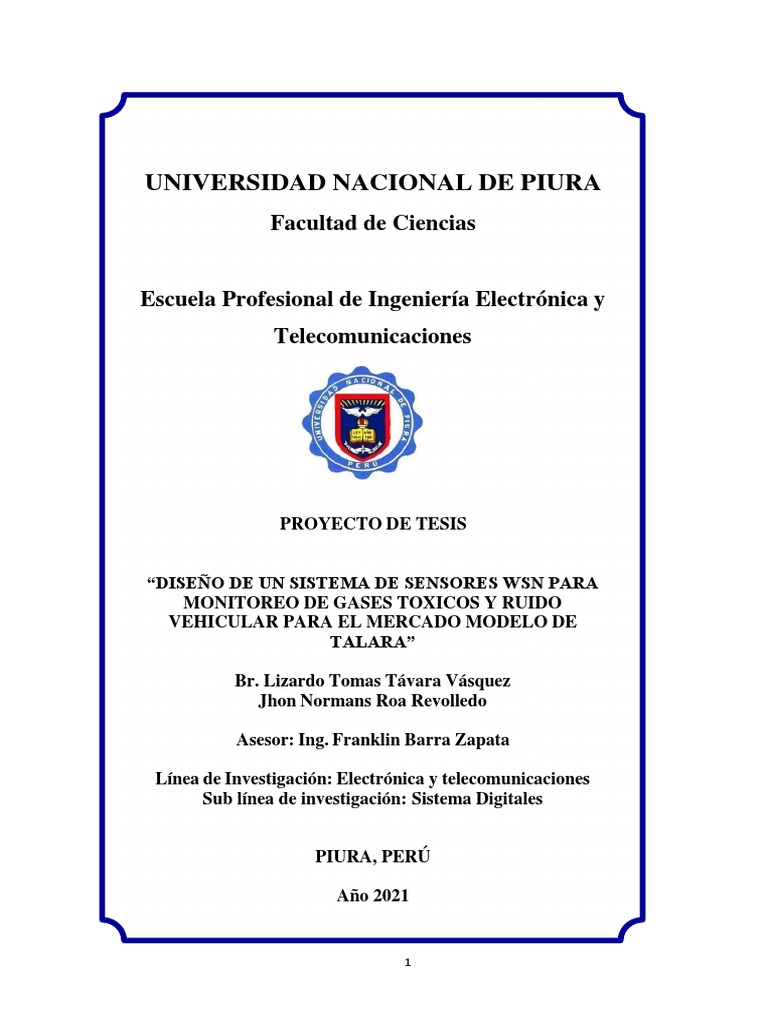 Informe Final Tesis II - Roa Revolledo - Tavara Vasquez | PDF | Arduino ...
