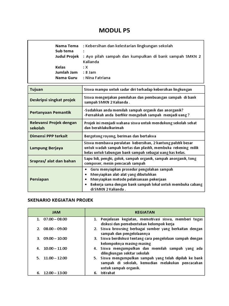 MODUL P5 Bank Sampah Nina | PDF