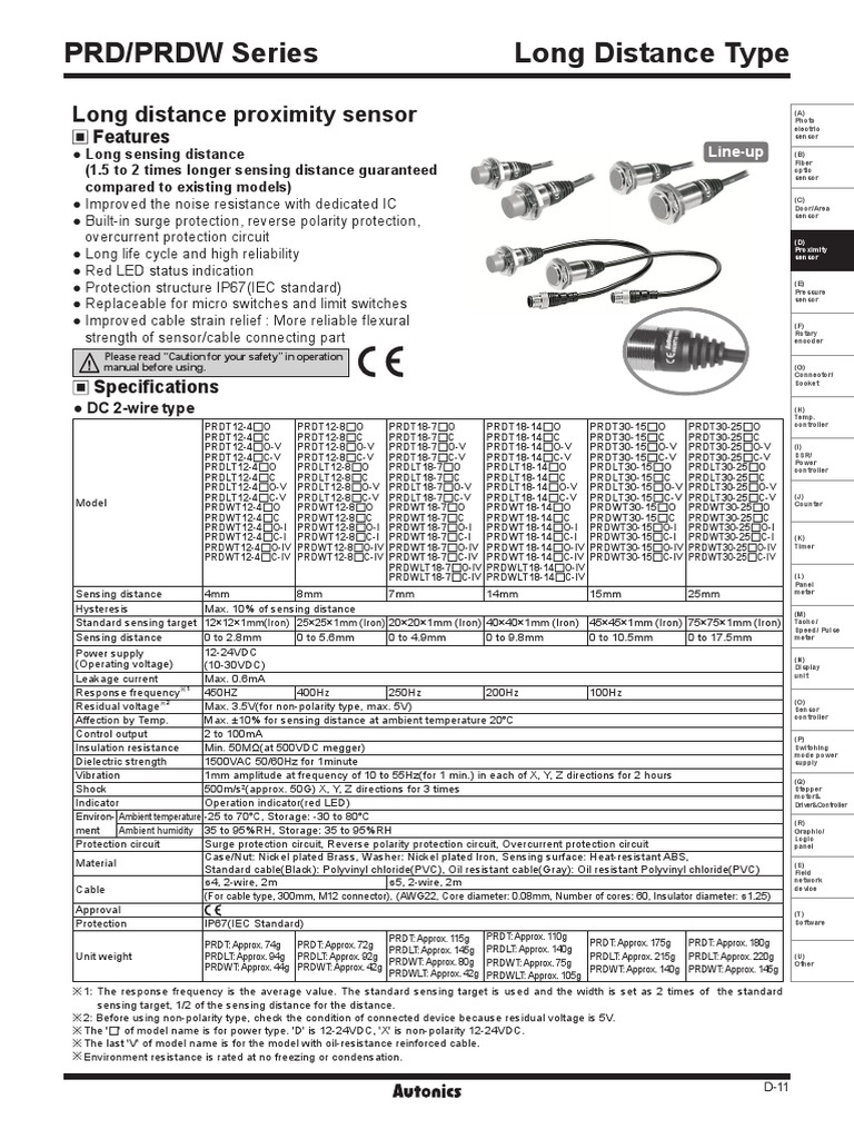 Autonics PRD Series Datasheet | PDF | Electrical Connector | Insulator ...