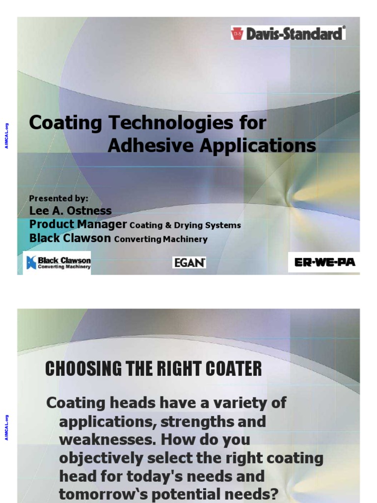 Coating Technologies For Adhesive Applications | PDF | Adhesive | Coating