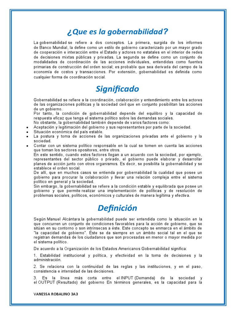 Que Es La Gobernabilidad | PDF | Sociedad | Sistemas politicos