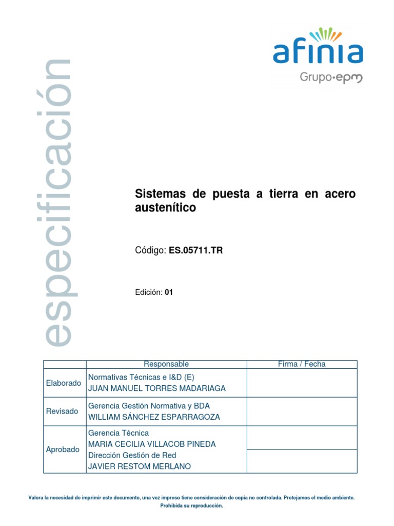 ES.05711.TR-Sistemas-de-puesta-a-tierra-en-acero-austenitico Afinia | PDF | Calidad (comercial ...