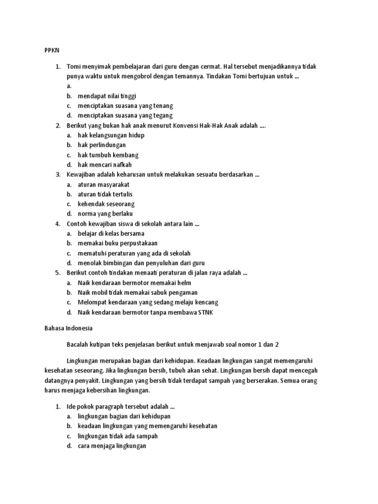 ULANGAN TEMA 6 Kelas 5 | PDF