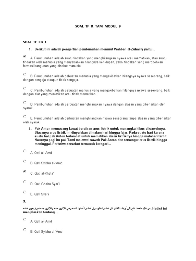 SOAL TF & TAM ModuL 9 | PDF