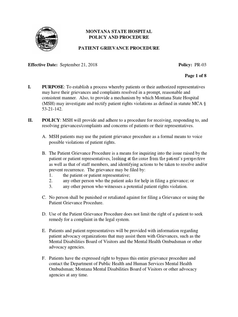 Patient Grievance Procedure | Download Free PDF | Patient | Complaint