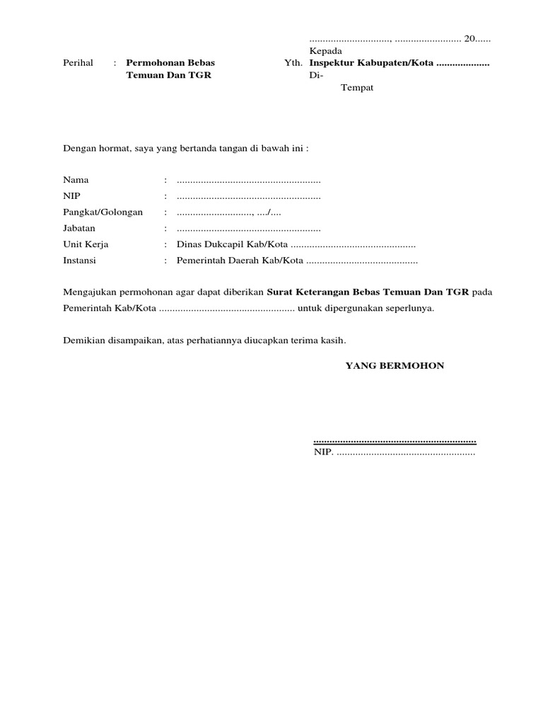 Surat Bebas Temuan Inspektorat | PDF