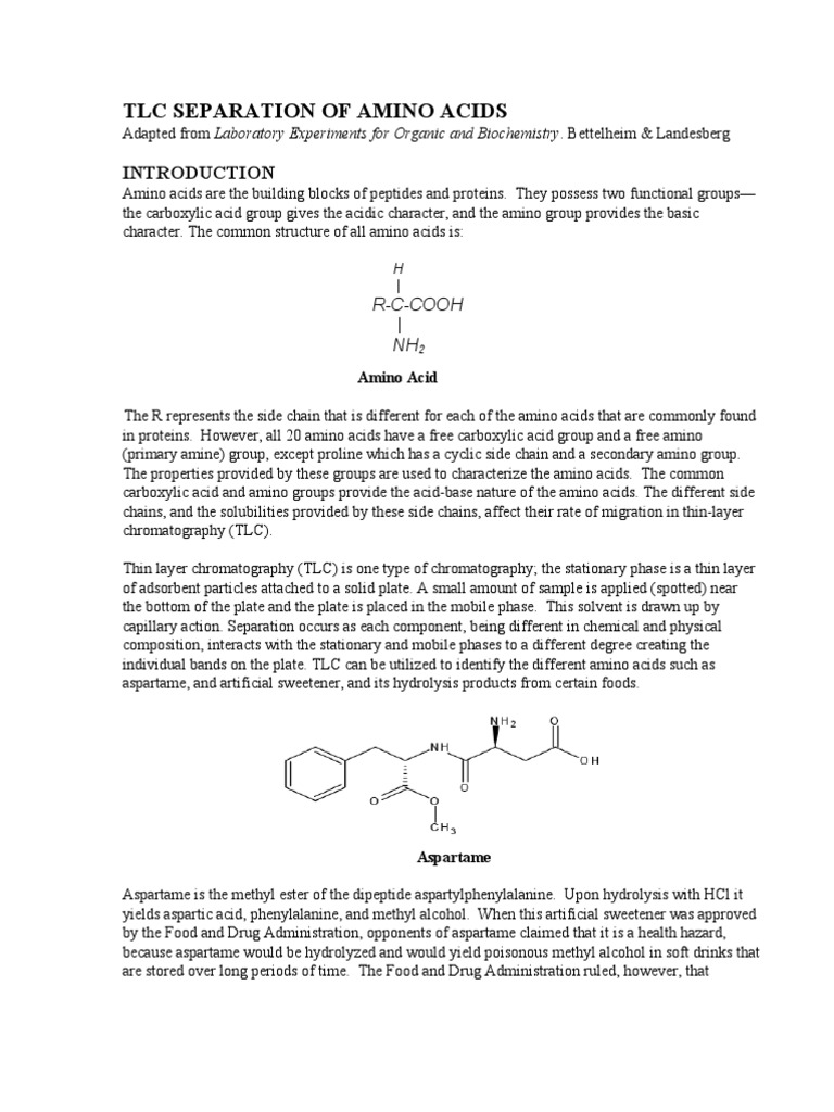 TLC Separation of Amino Acids | PDF | Thin Layer Chromatography | Amine