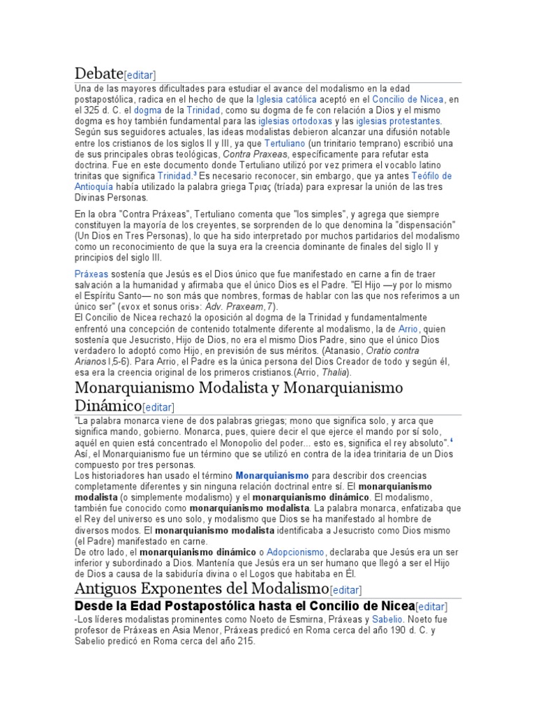Modalismo y la Trinidad en la Historia Cristiana | PDF | Trinidad ...