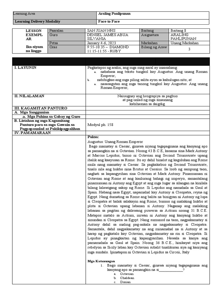 Modified-LE - Special-Class Q2 AP8 WEEK-6 | PDF