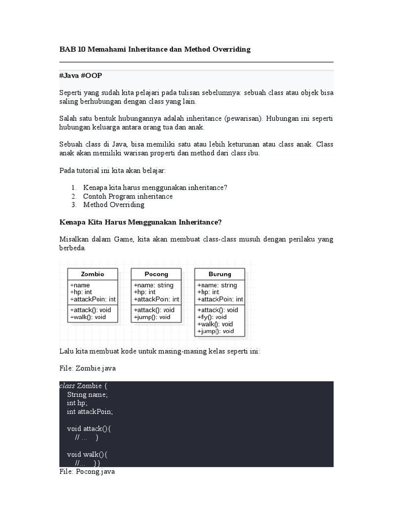 Bab 10 Memahami Inheritance Dan Method Overriding Pdf Komputer Teknologi And Rekayasa