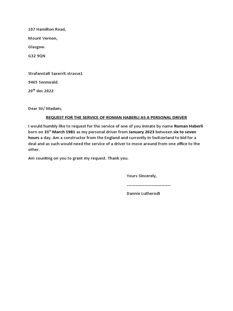 Prison Request 1 1 | PDF