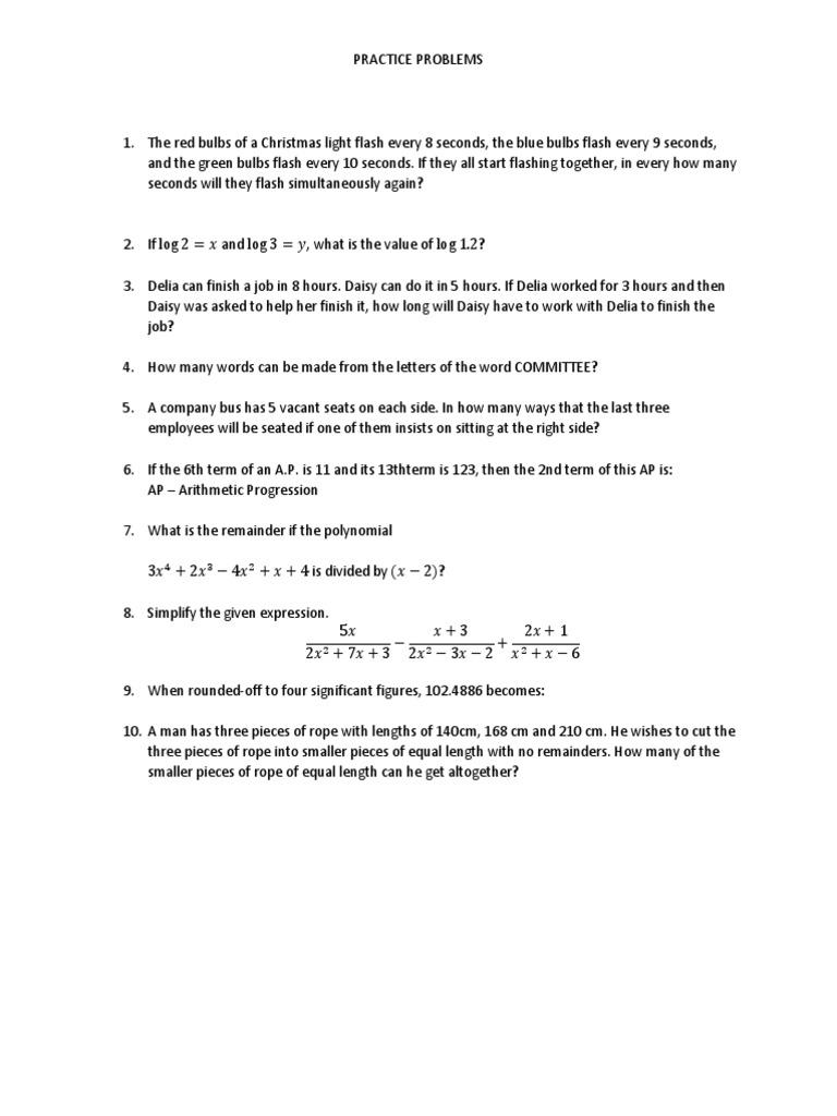 Practice Problems | PDF