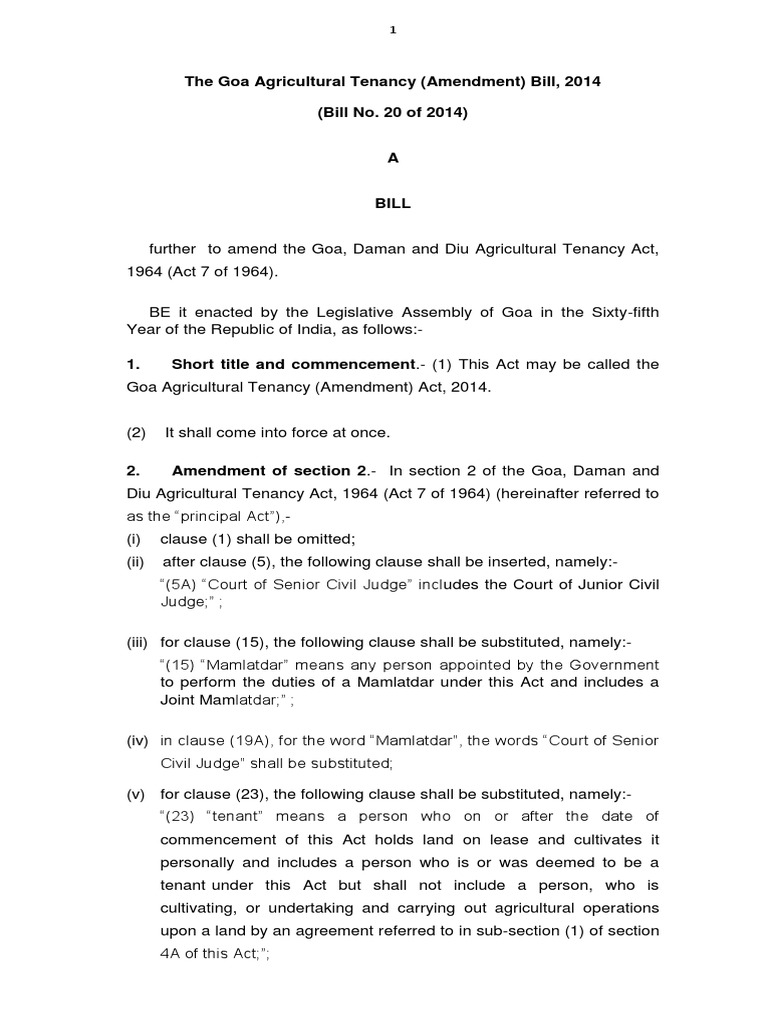 2014 Amendment Agricultural Tenancy | PDF | Leasehold Estate | Lease