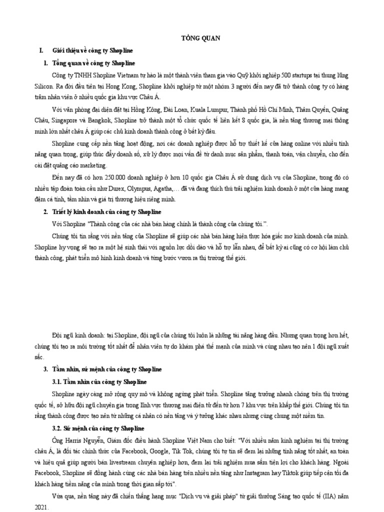 Shopline - D Án Kinh Doanh | PDF