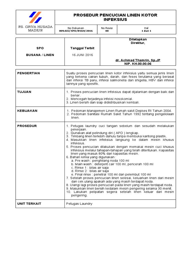 Sop Linen Infeksius | PDF