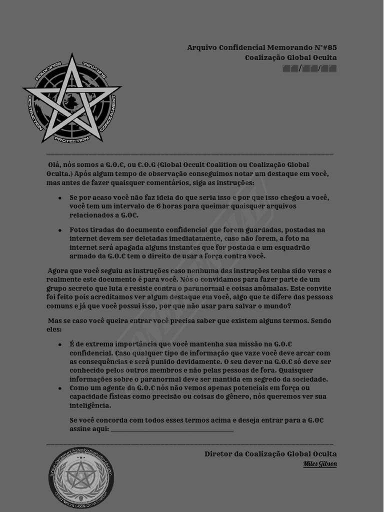 Arquivo Confidencial Memorando N85 | PDF